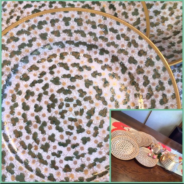 A631 九谷焼 金彩花詰 秀昭 ケーキ皿 ティーセット8点セット A631 九谷焼 金彩花詰 秀昭 ケーキ皿 ティーセット8点セット