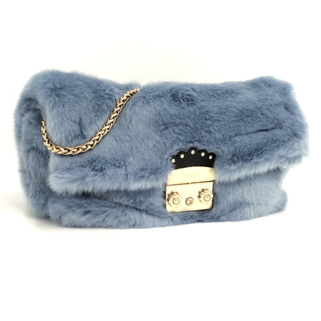 FURLA - FURLA チェーンショルダーバッグ ファー ブルーの通販 FURLA - FURLA チェーンショルダーバッグ ファー ブルーの通販