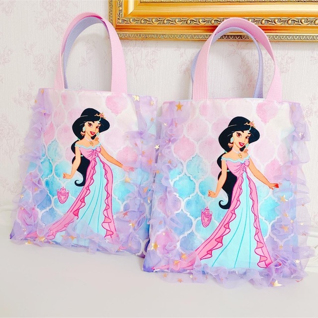 トートバッグ アラジン ジャスミン ピンク 紫 女の子 ディズニー トートバッグ アラジン ジャスミン ピンク 紫 女の子 ディズニー