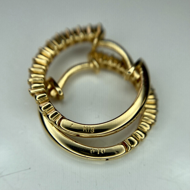 専用です』天然ダイヤモンド フープピアス 計0.20ct K18 専用です』天然ダイヤモンド フープピアス 計0.20ct K18