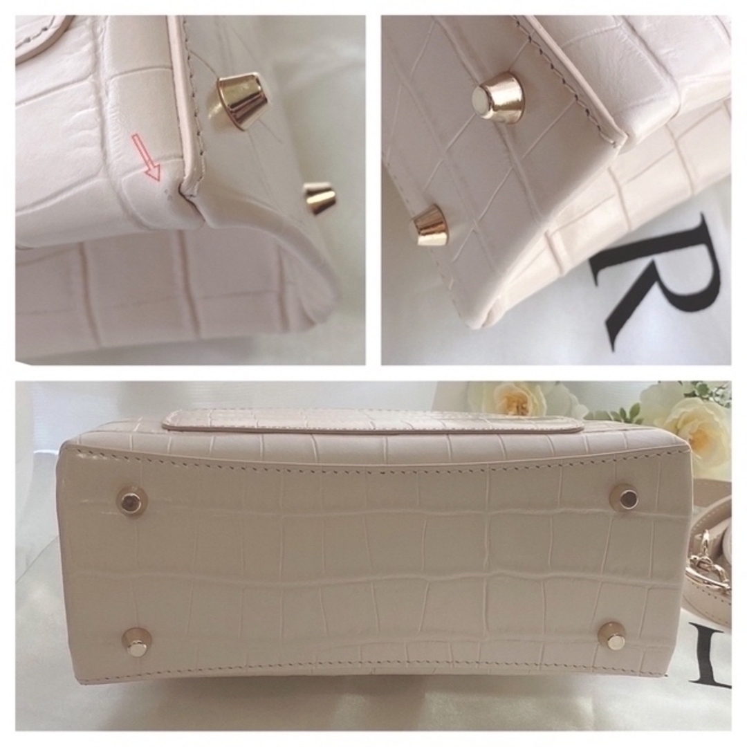 美品】FURLA トップハンドルミニ クロコ型押し ショルダーバッグ 美品】FURLA トップハンドルミニ クロコ型押し ショルダーバッグ