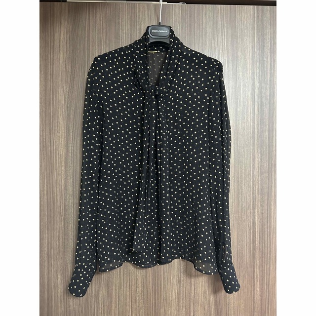 SAINT LAURENT - サンローラン トップス シャツ リボン 34 S 黒 SAINT LAURENT - サンローラン トップス シャツ リボン 34 S 黒