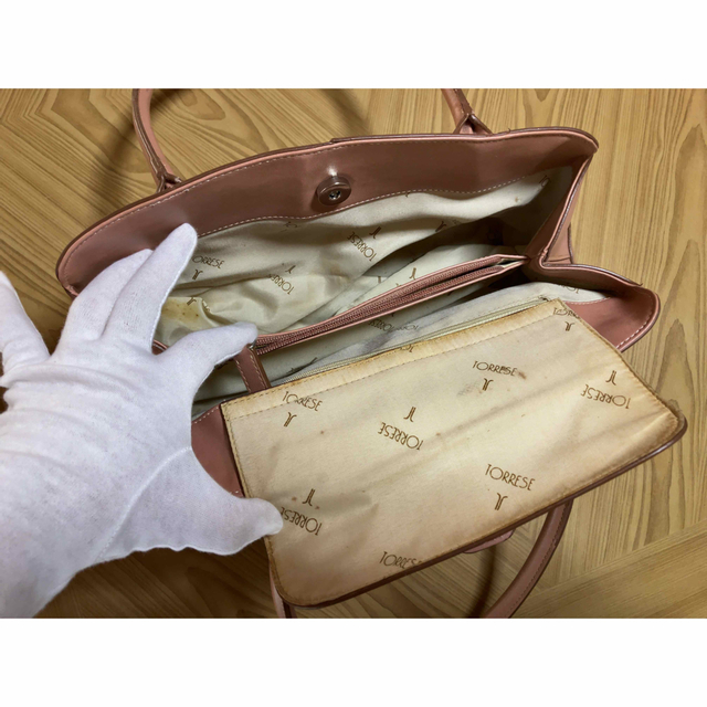 433)【TORRESE】サーモンピンクトートバッグ(中古/中布地劣化 433)【TORRESE】サーモンピンクトートバッグ(中古/中布地劣化