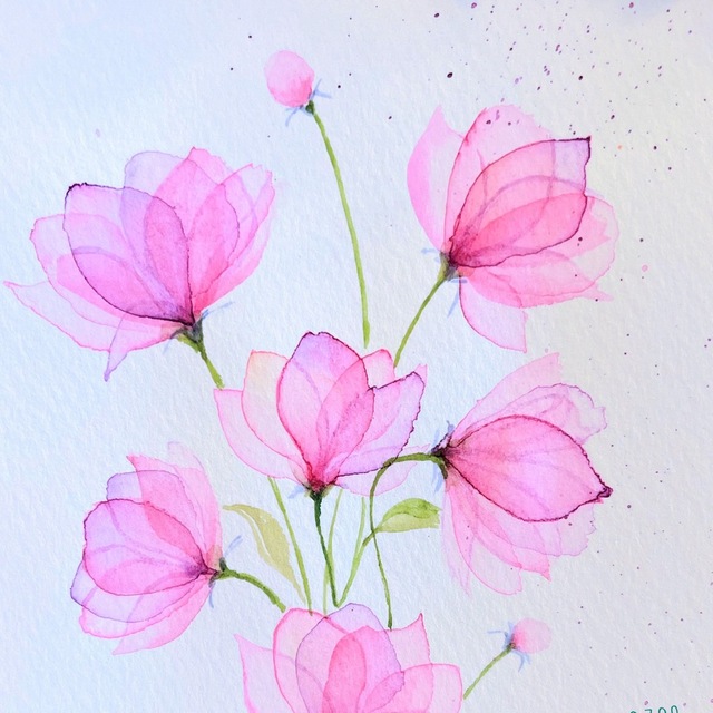 水彩画 絵画 原画『透明花』の通販 by ゆるっと水彩|ラクマ 水彩画 絵画 原画『透明花』の通販 by ゆるっと水彩|ラクマ