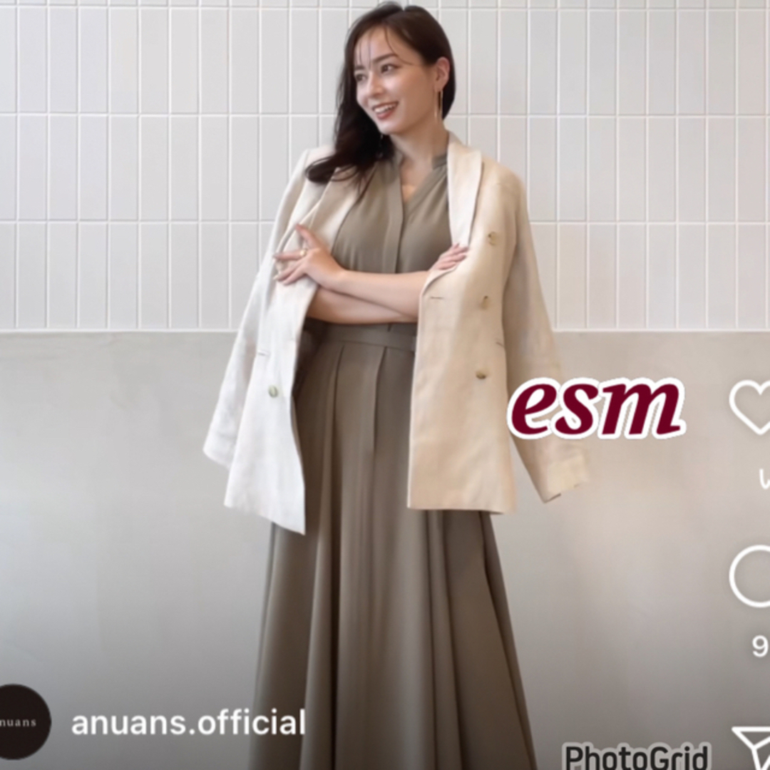 anuans スキッパーネックスリットスリーブフレアワンピース anuans スキッパーネックスリットスリーブフレアワンピース