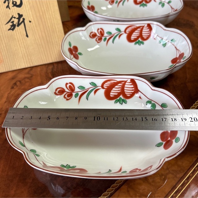 たち吉 - たち吉 赤絵 楕円皿 5枚セット 木箱付き 深皿 煮物鉢 たち吉 - たち吉 赤絵 楕円皿 5枚セット 木箱付き 深皿 煮物鉢