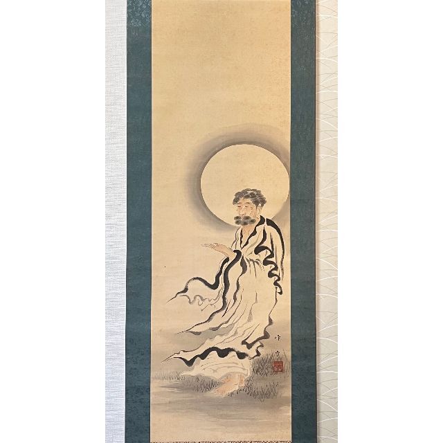 掛軸 【朧月に美人】龍峰 絹本肉筆 美人画|美人画 掛軸 【朧月に美人】龍峰 絹本肉筆 美人画|美人画