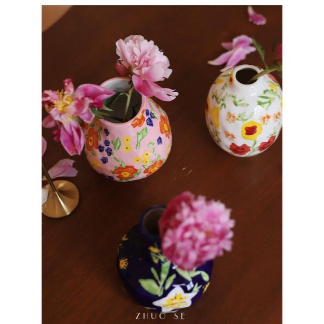 Zhuose painted art vase 手書き花柄 フラワーベース 花瓶の通販 Zhuose painted art vase 手書き花柄 フラワーベース 花瓶の通販