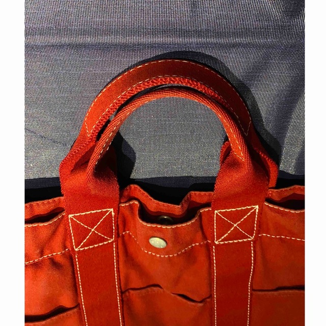 HERMES - HERMES エルメス赤色キャンバス地×白ステッチトート HERMES - HERMES エルメス赤色キャンバス地×白ステッチトート