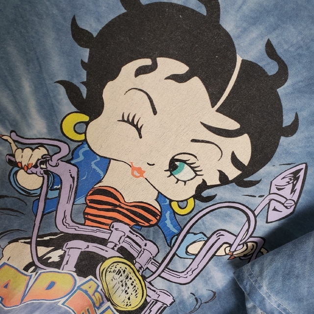 希少 90s ベティちゃん バイク ハーレー ビックプリント Tシャツ 希少 90s ベティちゃん バイク ハーレー ビックプリント Tシャツ