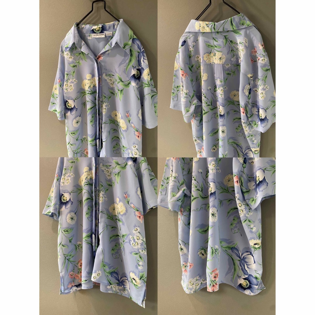 古着 ビンテージ 90s 花柄 総柄 水色SUMMER アロハシャツ 希少 美品 古着 ビンテージ 90s 花柄 総柄 水色SUMMER アロハシャツ 希少 美品
