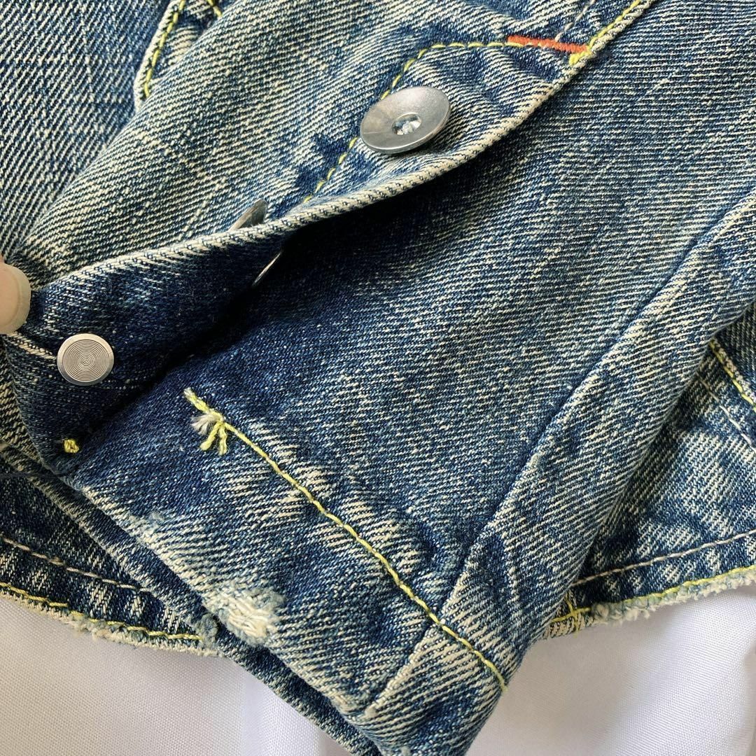 デニム ジャケット 花柄 刺繍 ジッパーポケット シルバー ボタン デニム ジャケット 花柄 刺繍 ジッパーポケット シルバー ボタン