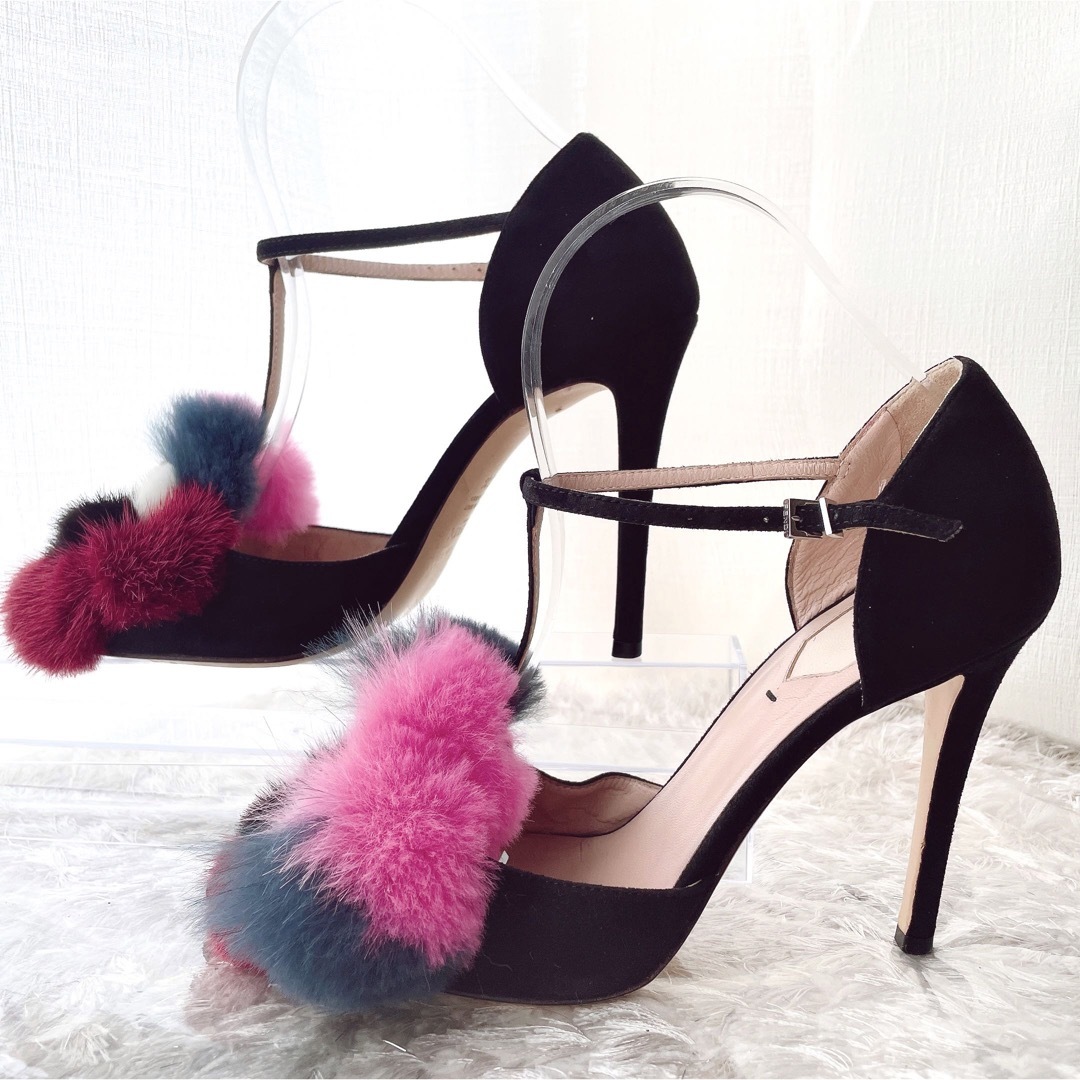 FENDI フェンディ クリスタル ファー ハイヒール パンプス FENDI フェンディ クリスタル ファー ハイヒール パンプス