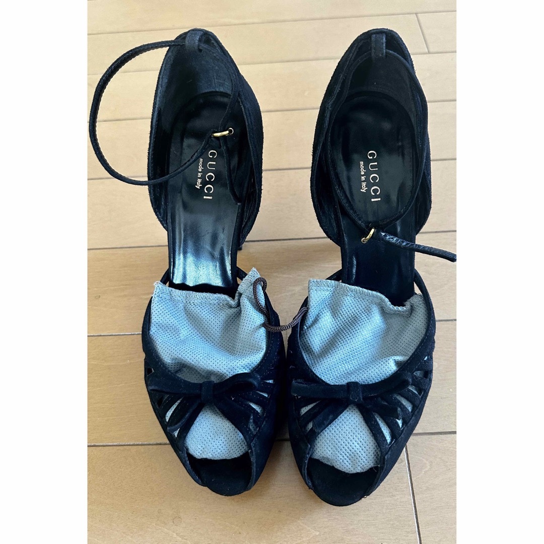 グッチ GUCCI 黒 スウェード 靴 パンプス サンダル 本革 グッチ GUCCI 黒 スウェード 靴 パンプス サンダル 本革