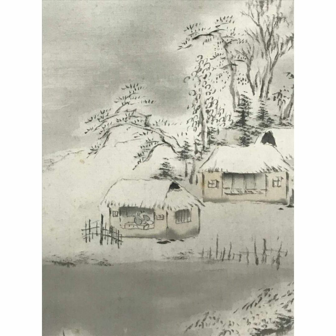 真作】船井秋浦/雪景山水図/雪景幽居図/掛軸☆宝船☆AB-799の 真作】船井秋浦/雪景山水図/雪景幽居図/掛軸☆宝船☆AB-799の