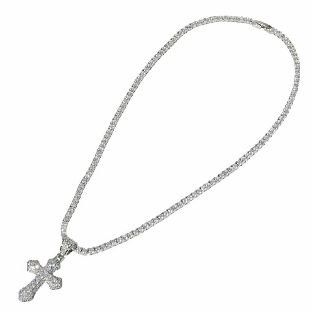 テニスネックレス クロスペンダントセット 3mm キュービック テニスネックレス クロスペンダントセット 3mm キュービック