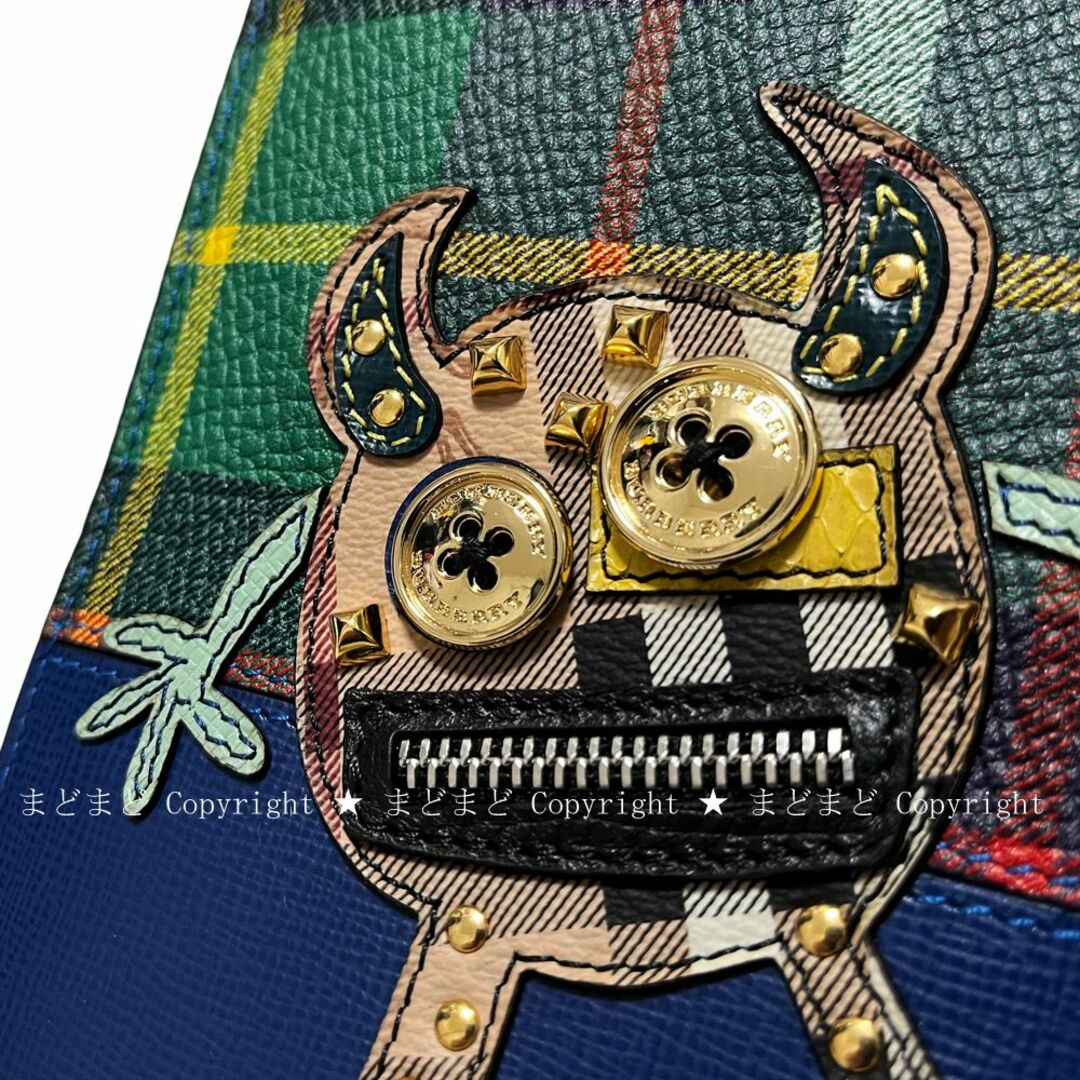 BURBERRY - バーバリー レザー チェック 装飾 スタッズ クラッチ BURBERRY - バーバリー レザー チェック 装飾 スタッズ クラッチ