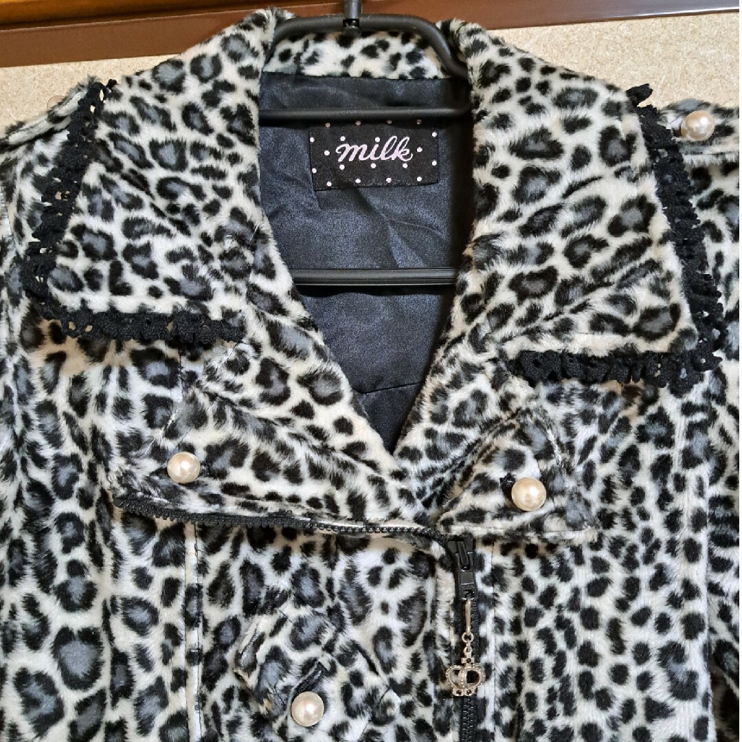 MILK - MILKレオパード ヒョウ柄 豹柄 ライダース ジャケットの MILK - MILKレオパード ヒョウ柄 豹柄 ライダース ジャケットの