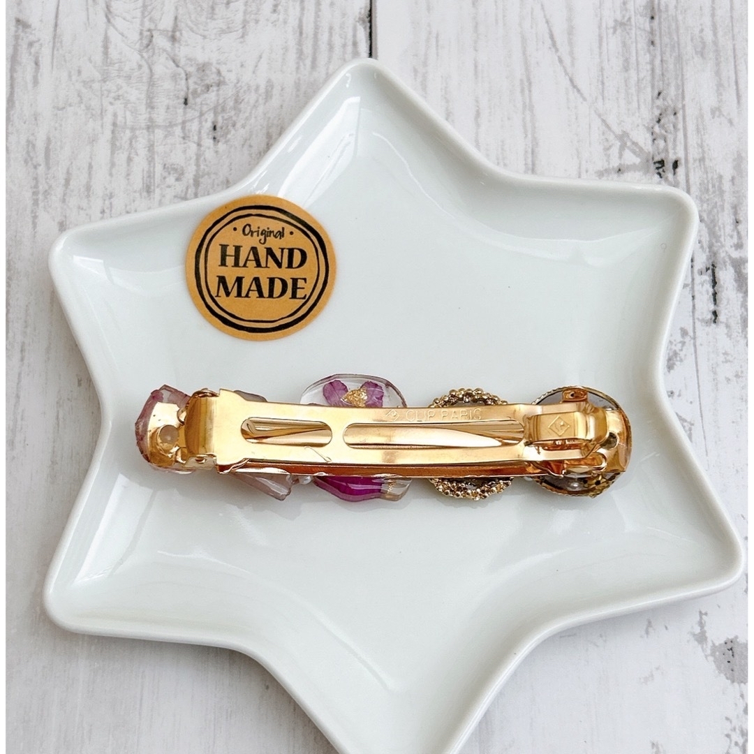 ハンドメイド レジン バレッタ 押し花 ドライフラワー ビジュー ハンドメイド レジン バレッタ 押し花 ドライフラワー ビジュー