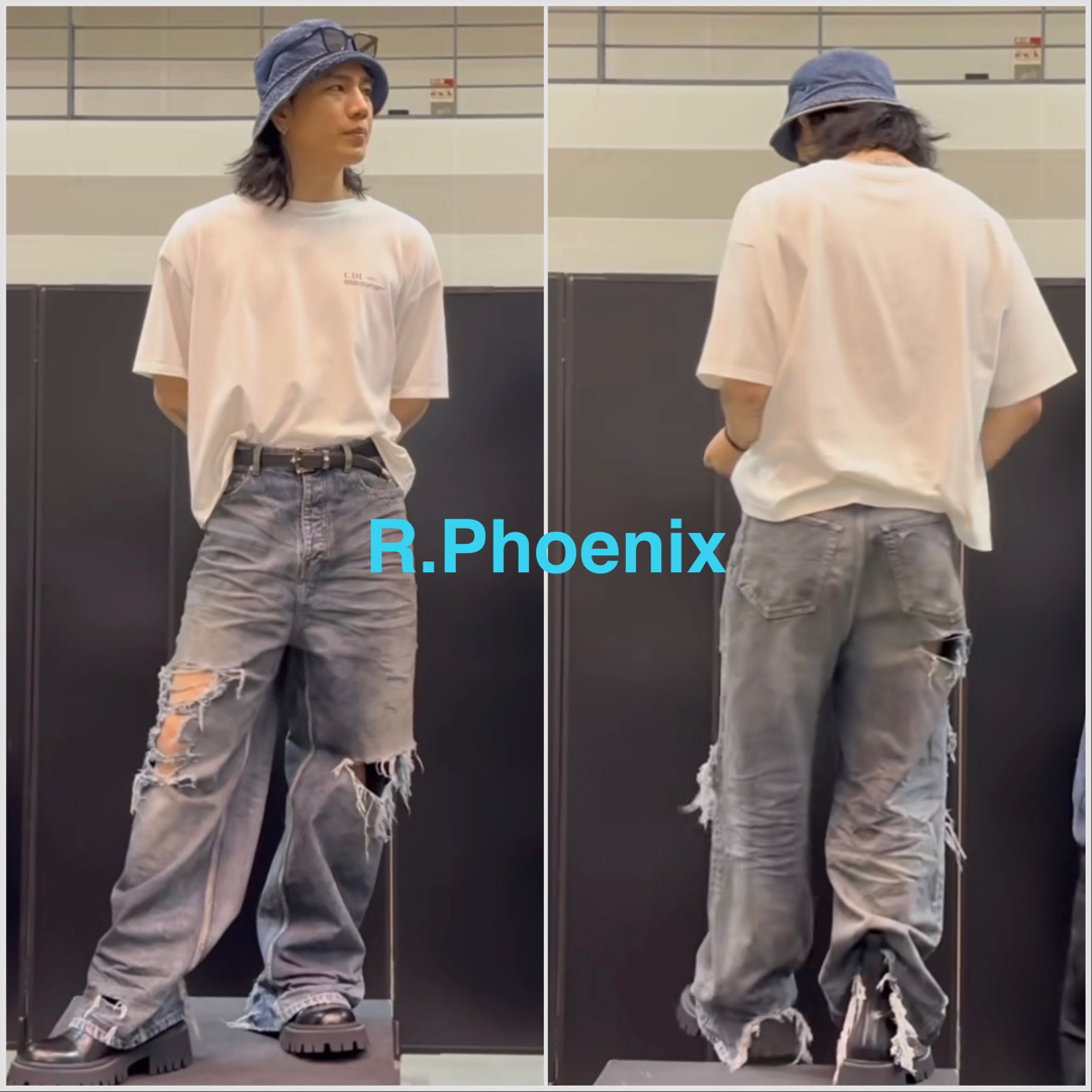 BALENCIAGA - BALENCIAGA DISTRESSED WIDE LEG JEANS XSの通販 BALENCIAGA - BALENCIAGA DISTRESSED WIDE LEG JEANS XSの通販