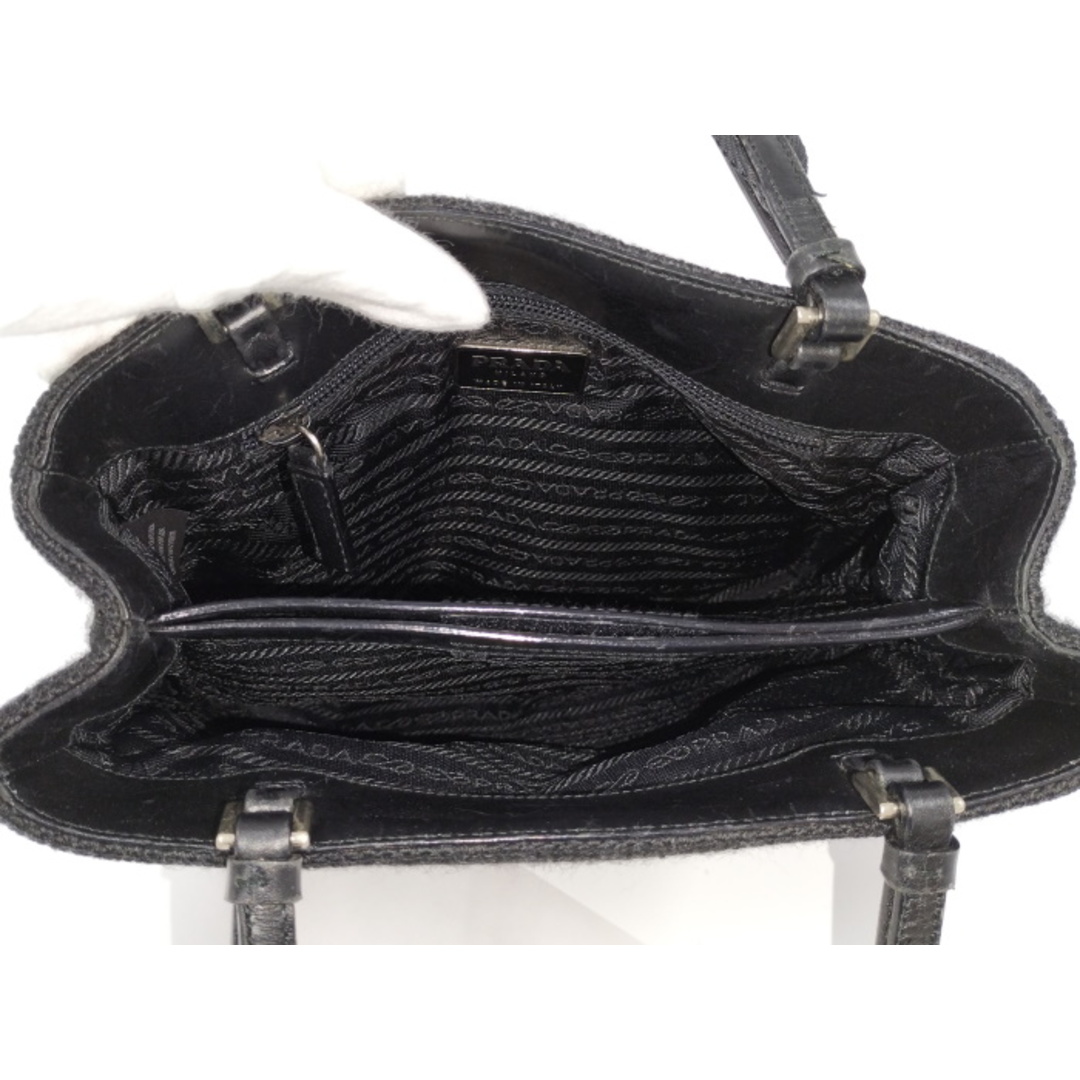 PRADA トートバッグ ウール ニット ブラック B9446 PRADA トートバッグ ウール ニット ブラック B9446