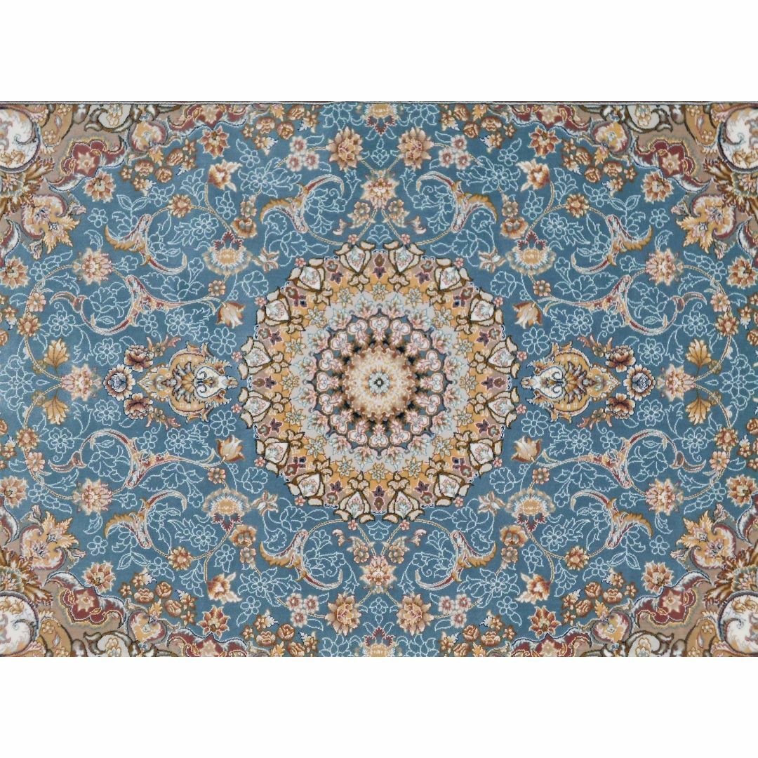 225万ノット!超高密度 本場イラン産 絨毯!円形150cm‐200191 225万ノット!超高密度 本場イラン産 絨毯!円形150cm‐200191