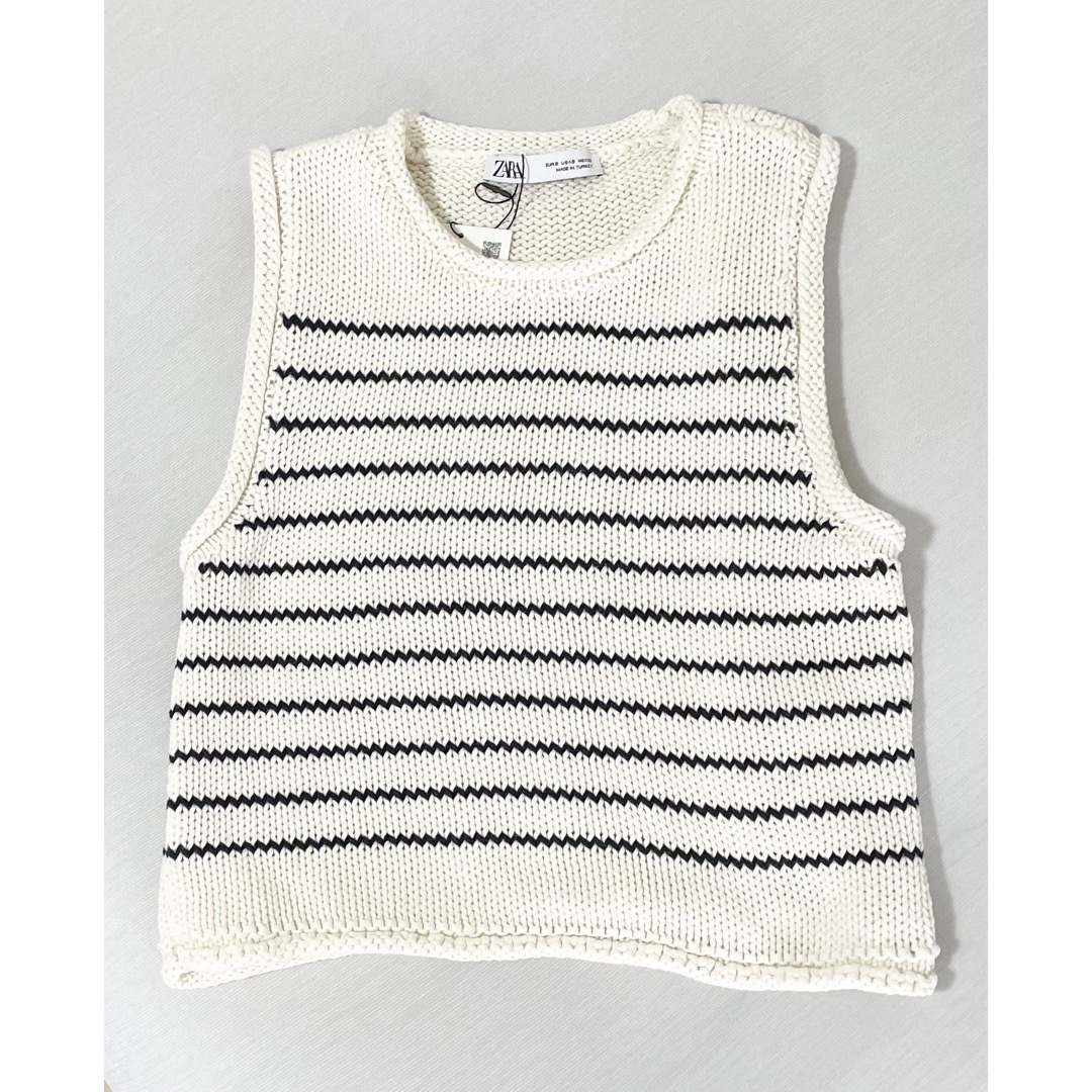 ZARA - ZARA ザラ ストライプ ニット トップス Sの通販 by ZARA - ZARA ザラ ストライプ ニット トップス Sの通販 by