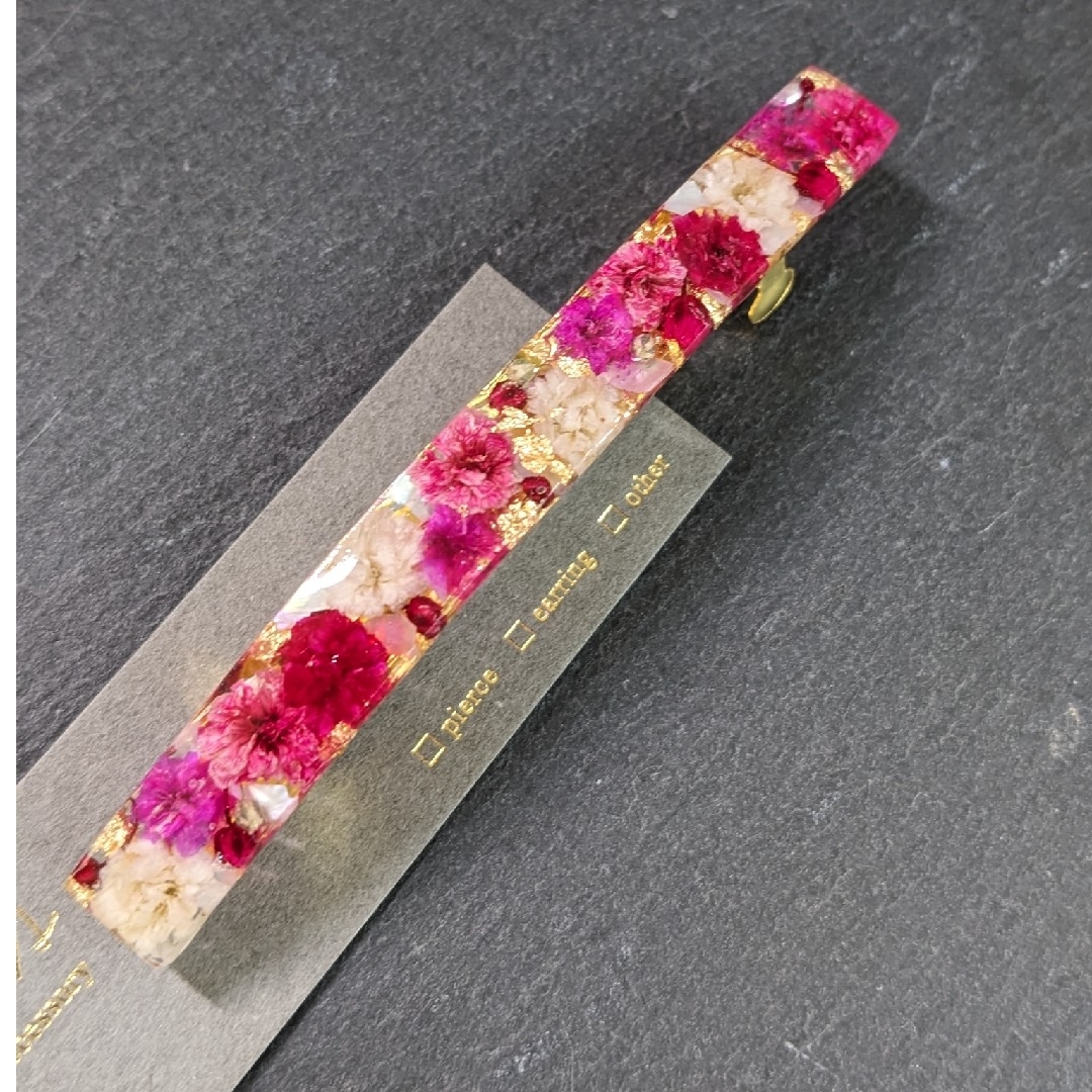 ドライフラワー はやい 細ロング 単品 レジン バレッタ ドライフラワー はやい 細ロング 単品 レジン バレッタ