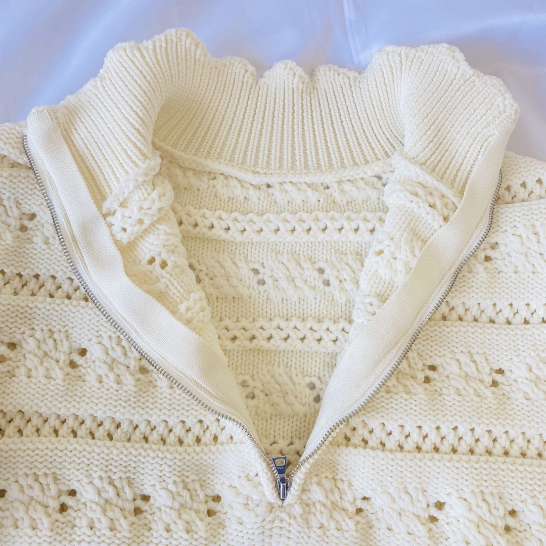 SeaRoomLynn シールームリン スカラップKNIT Zipトップス SeaRoomLynn シールームリン スカラップKNIT Zipトップス