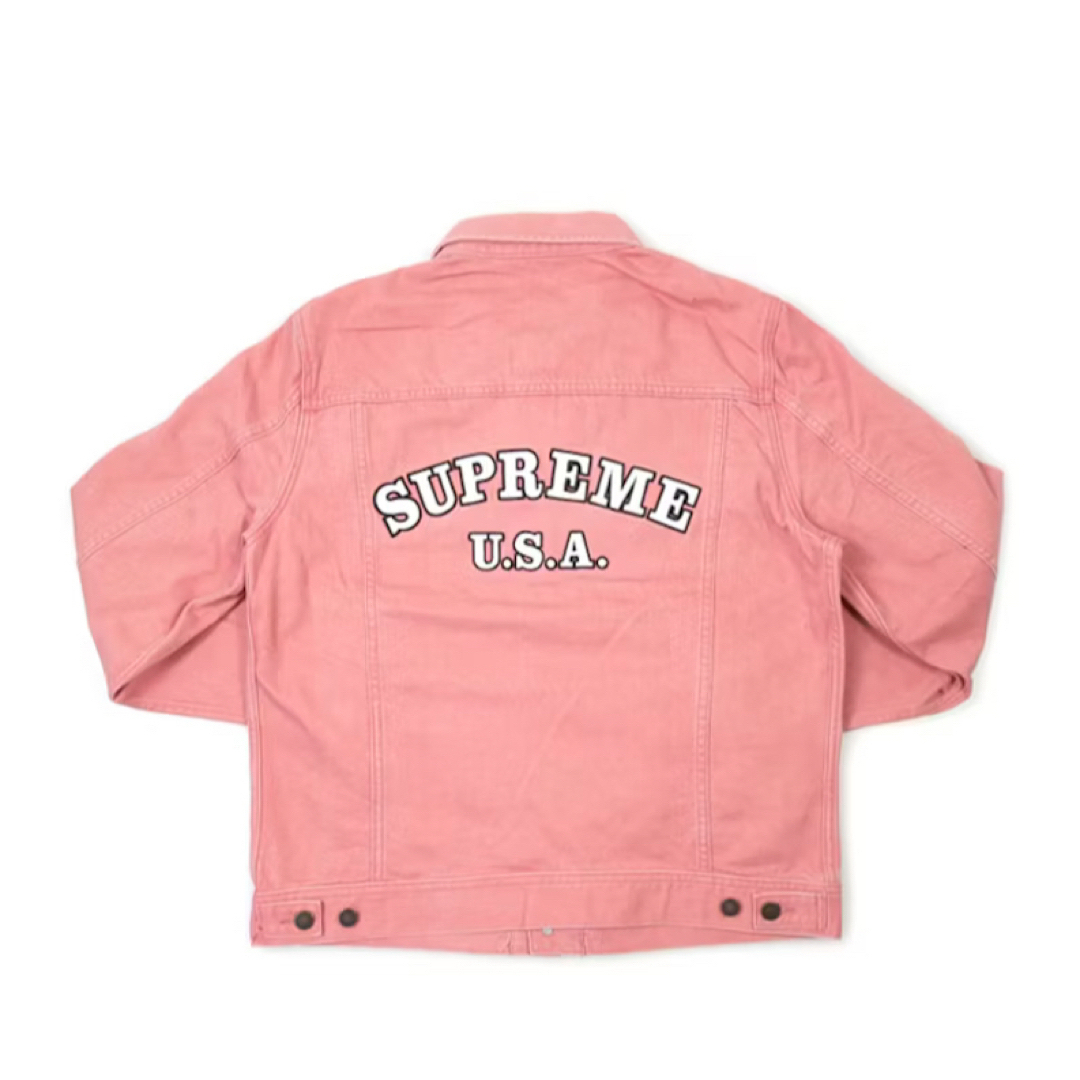 Supreme - 激レア! supreme denim trucker jacket pinkの通販 Supreme - 激レア! supreme denim trucker jacket pinkの通販