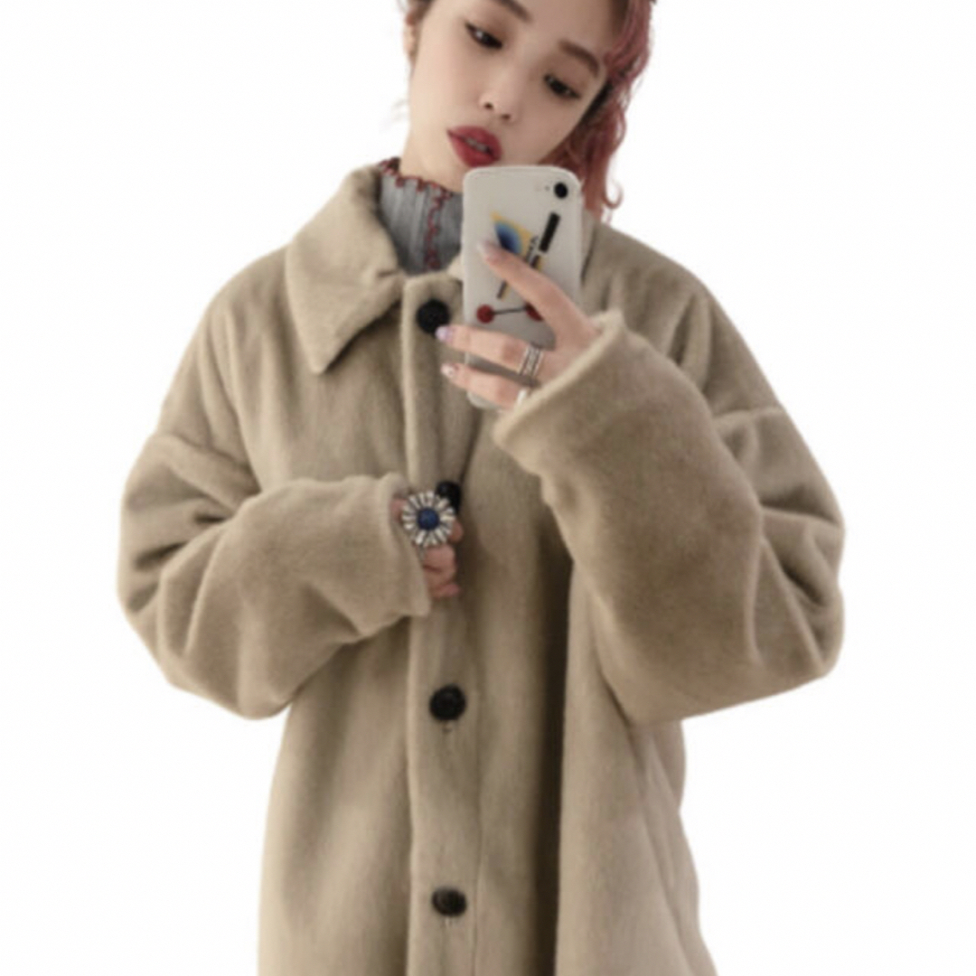 JEANASIS - JEANASIS ファーハーフコート グレージュ 美品 丈 JEANASIS - JEANASIS ファーハーフコート グレージュ 美品 丈