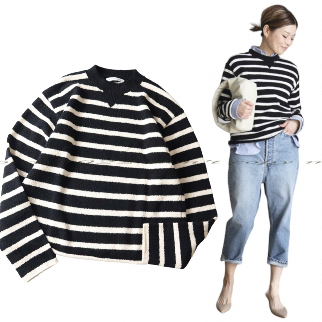 美品❣️マディソンブルーBORDER BOUCLEニット|長袖 美品❣️マディソンブルーBORDER BOUCLEニット|長袖
