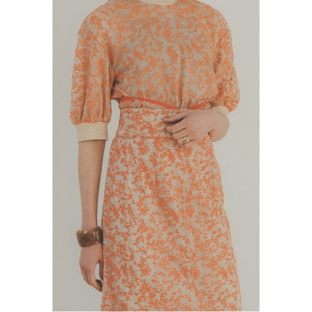 CLANE - CLANE☆FLORET EMBROIDERY SKIRTサイズ0オレンジの通販 CLANE - CLANE☆FLORET EMBROIDERY SKIRTサイズ0オレンジの通販