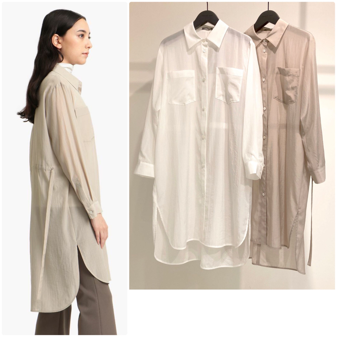 Theory luxe - theory luxe 21AW 透け感ロングシャツ ベージュの Theory luxe - theory luxe 21AW 透け感ロングシャツ ベージュの