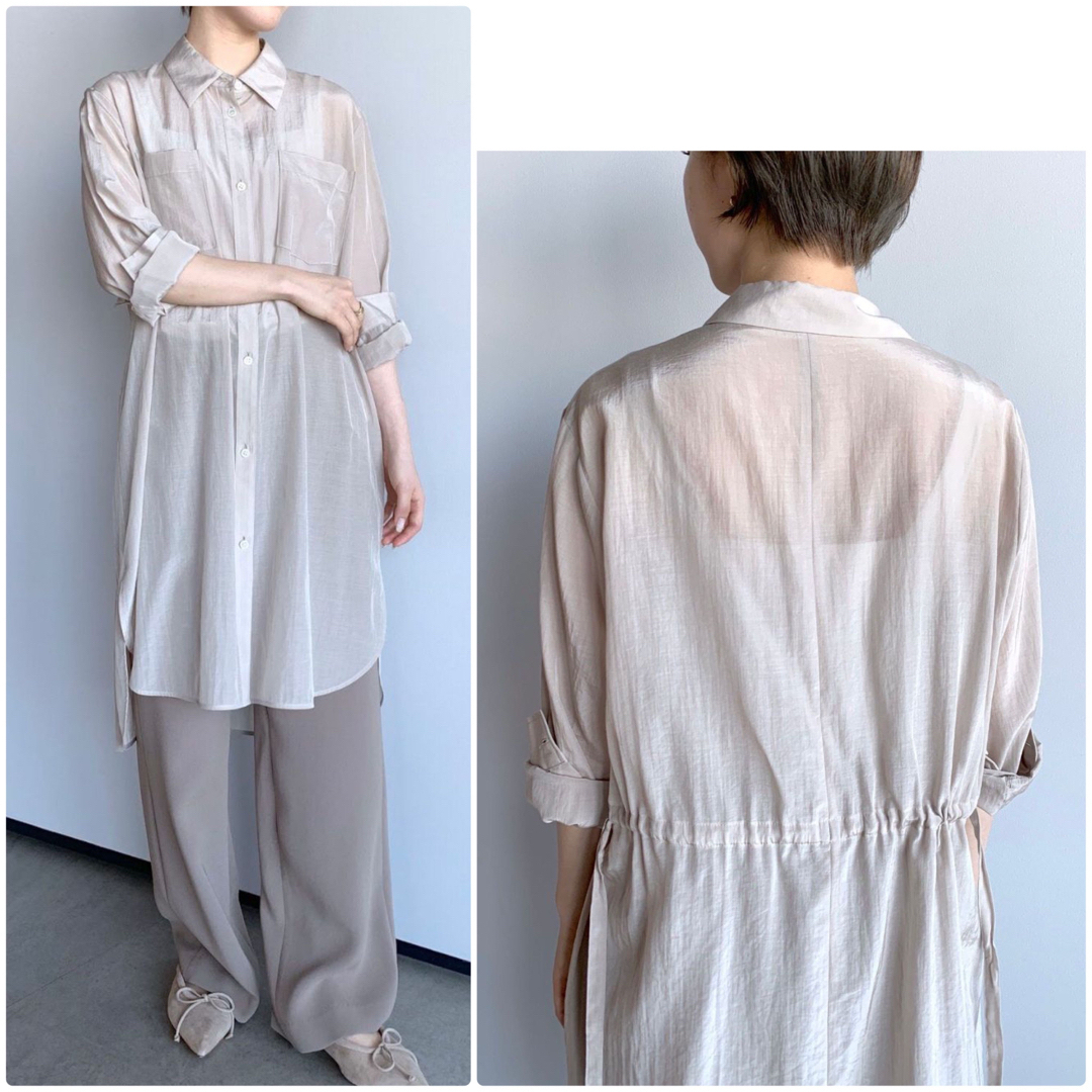 Theory luxe - theory luxe 21AW 透け感ロングシャツ ベージュの Theory luxe - theory luxe 21AW 透け感ロングシャツ ベージュの
