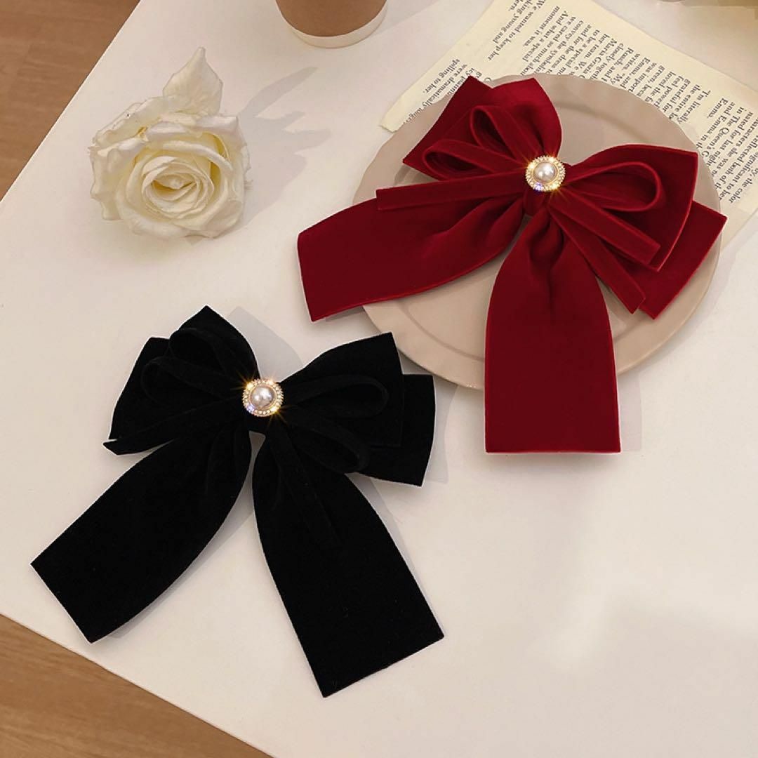 大人かわいい♡リボン バレッタ ベロア 大きめ 韓国 ヘア 大人かわいい♡リボン バレッタ ベロア 大きめ 韓国 ヘア