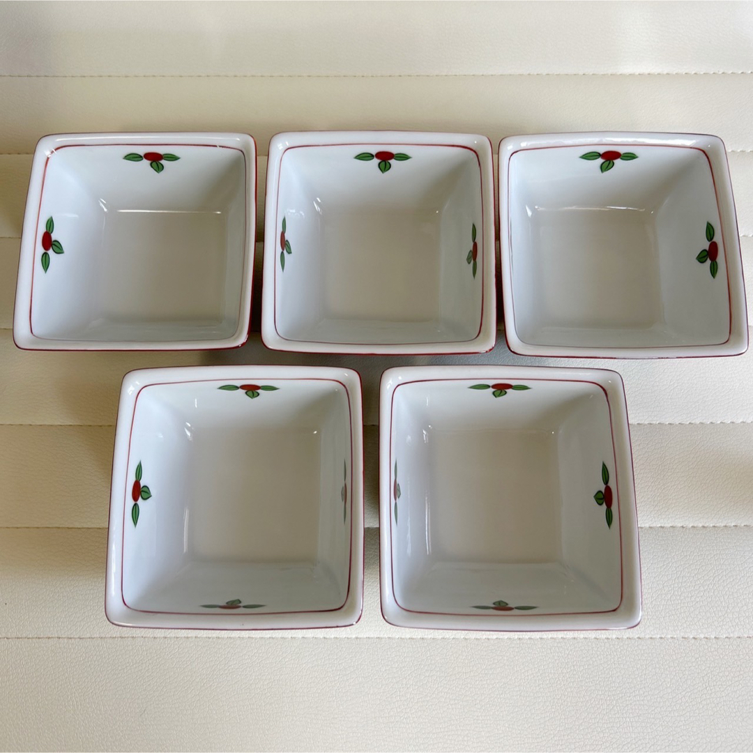 たち吉 - たち吉 赤絵花鳥 小鉢揃 5枚セット 角鉢 取り鉢 和食器 たち吉 - たち吉 赤絵花鳥 小鉢揃 5枚セット 角鉢 取り鉢 和食器