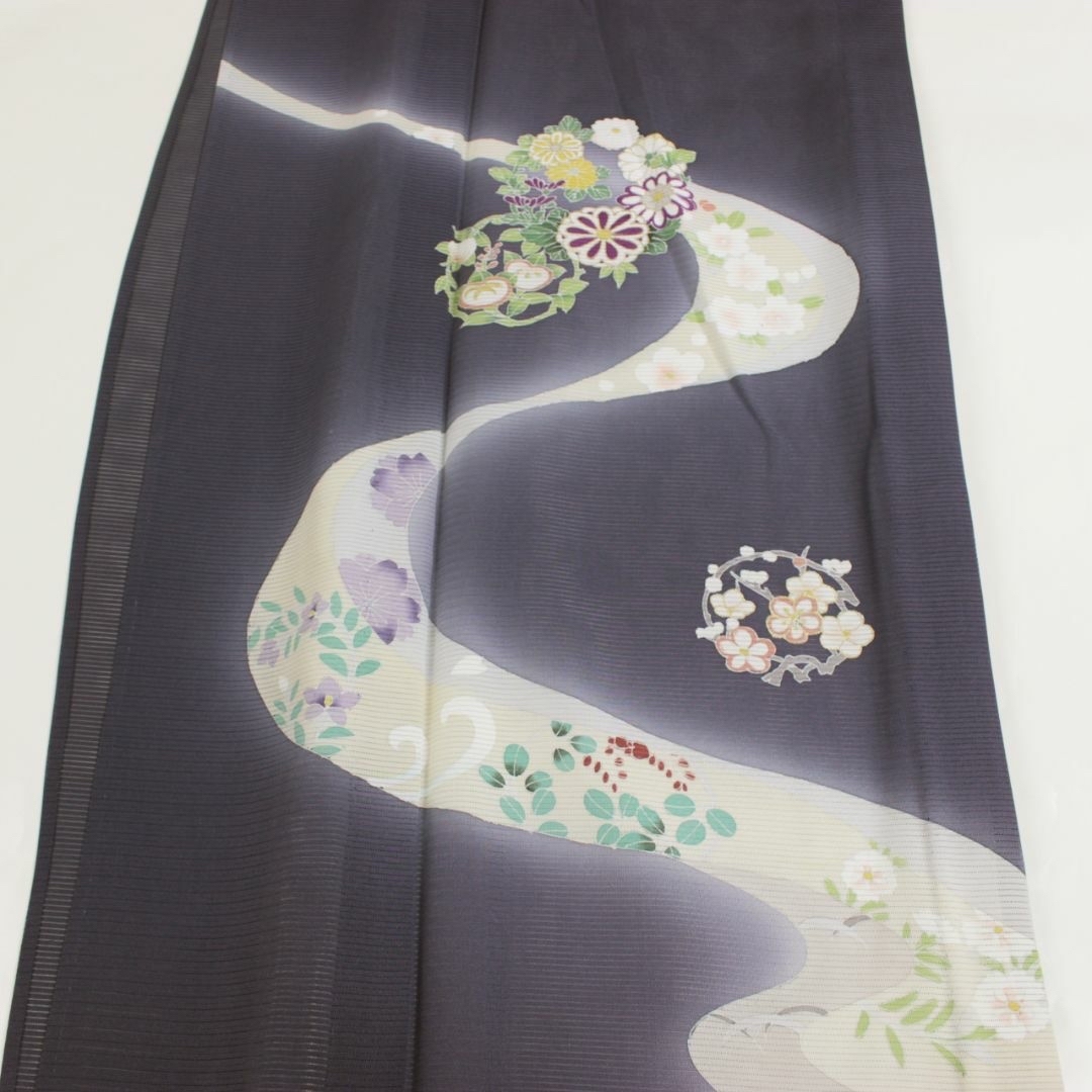 AC4992 夏物 仕付未使用訪問着 168cm 江戸紫花丸文の通販 by AC4992 夏物 仕付未使用訪問着 168cm 江戸紫花丸文の通販 by