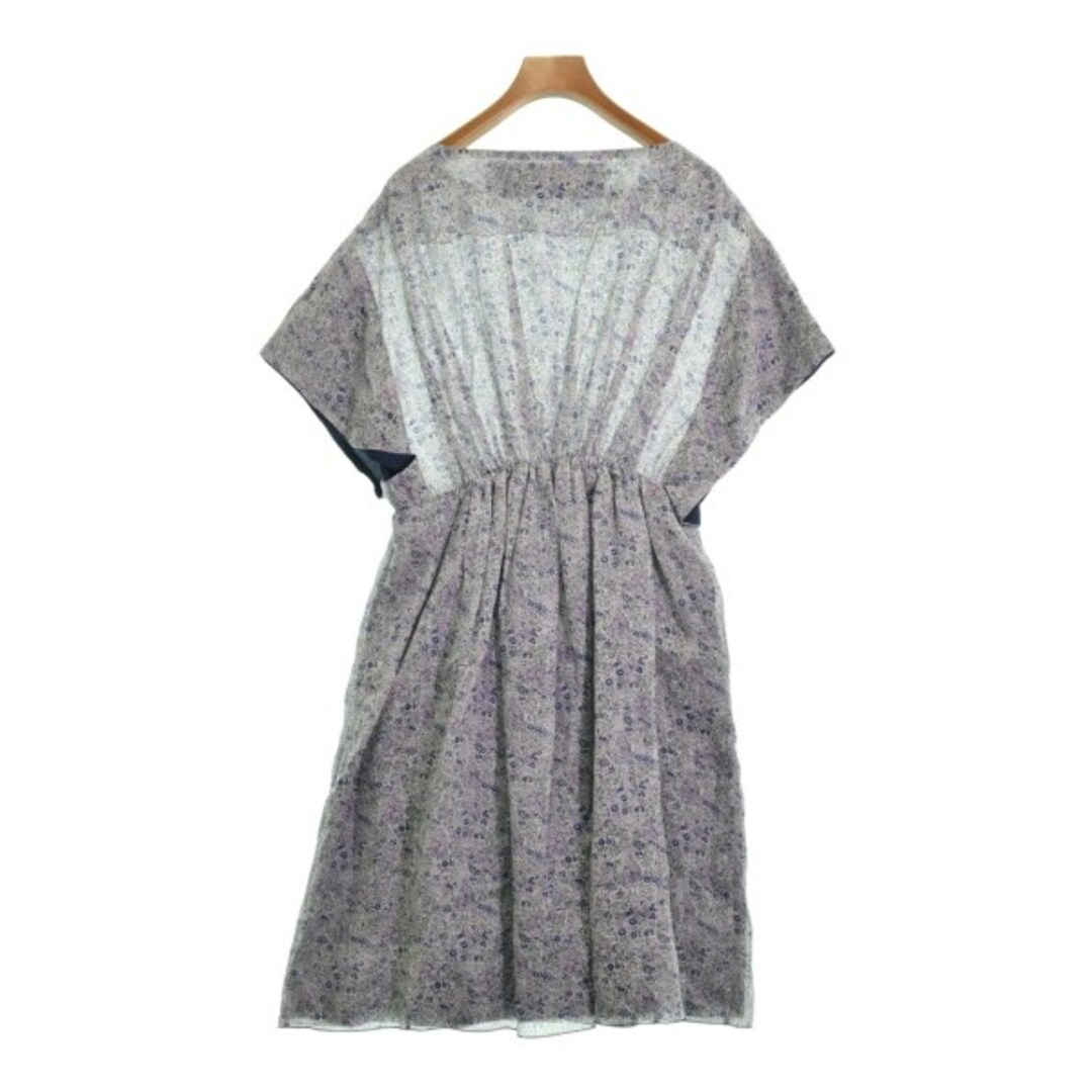 Drawer ドロワー ワンピース 38(M位) 白x紺x緑等(花柄) 【古着】 Drawer ドロワー ワンピース 38(M位) 白x紺x緑等(花柄) 【古着】