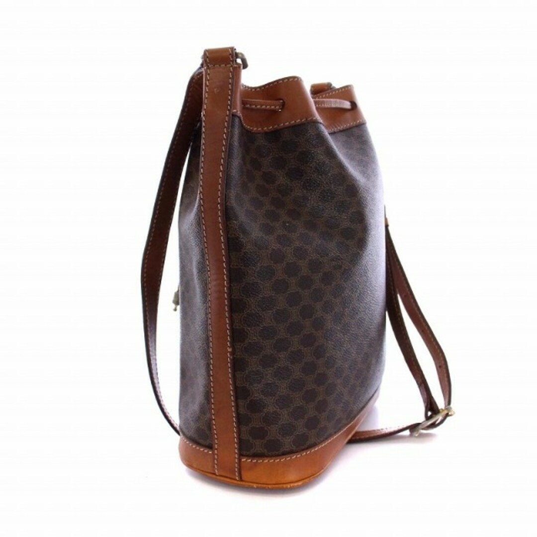 セリーヌ CELINE ヴィンテージ マカダム 巾着型ショルダーバッグ 茶 セリーヌ CELINE ヴィンテージ マカダム 巾着型ショルダーバッグ 茶