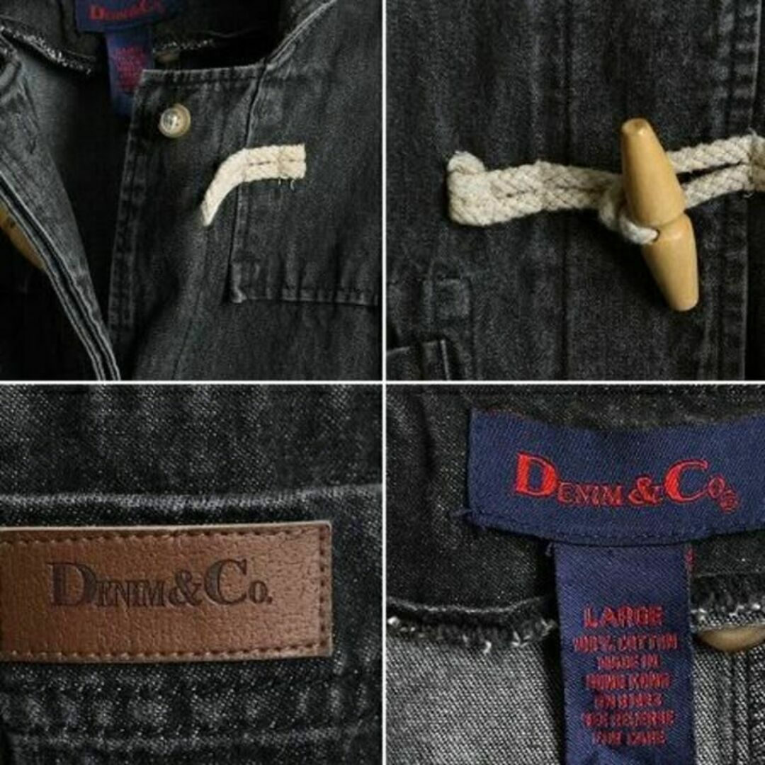 90s オールド □ Denim&Co 麻トグルボタン ブラック デニム ダッフ 90s オールド □ Denim&Co 麻トグルボタン ブラック デニム ダッフ