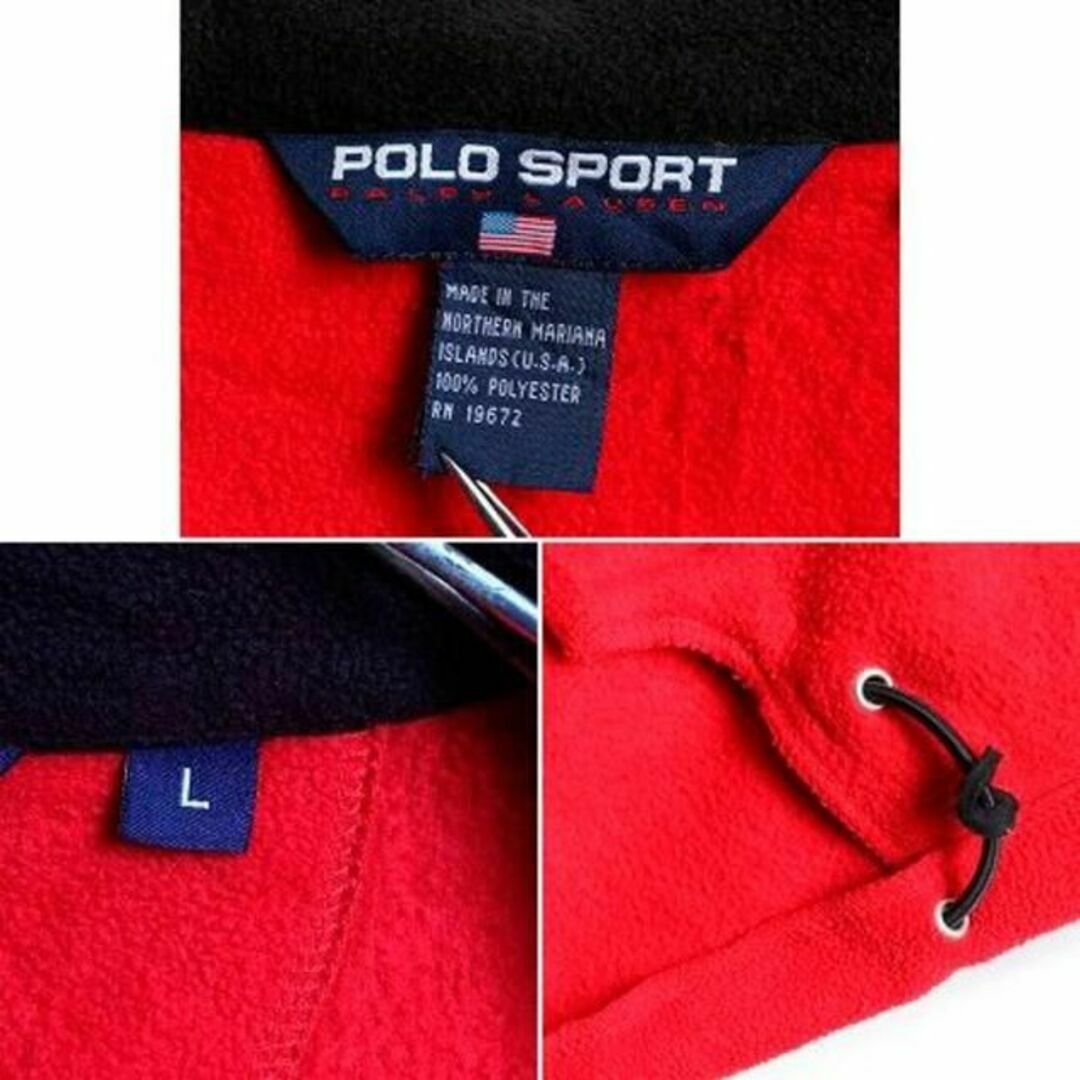 90s POLO SPORT ラルフローレン フリース ジャケット L ポロ 赤 90s POLO SPORT ラルフローレン フリース ジャケット L ポロ 赤