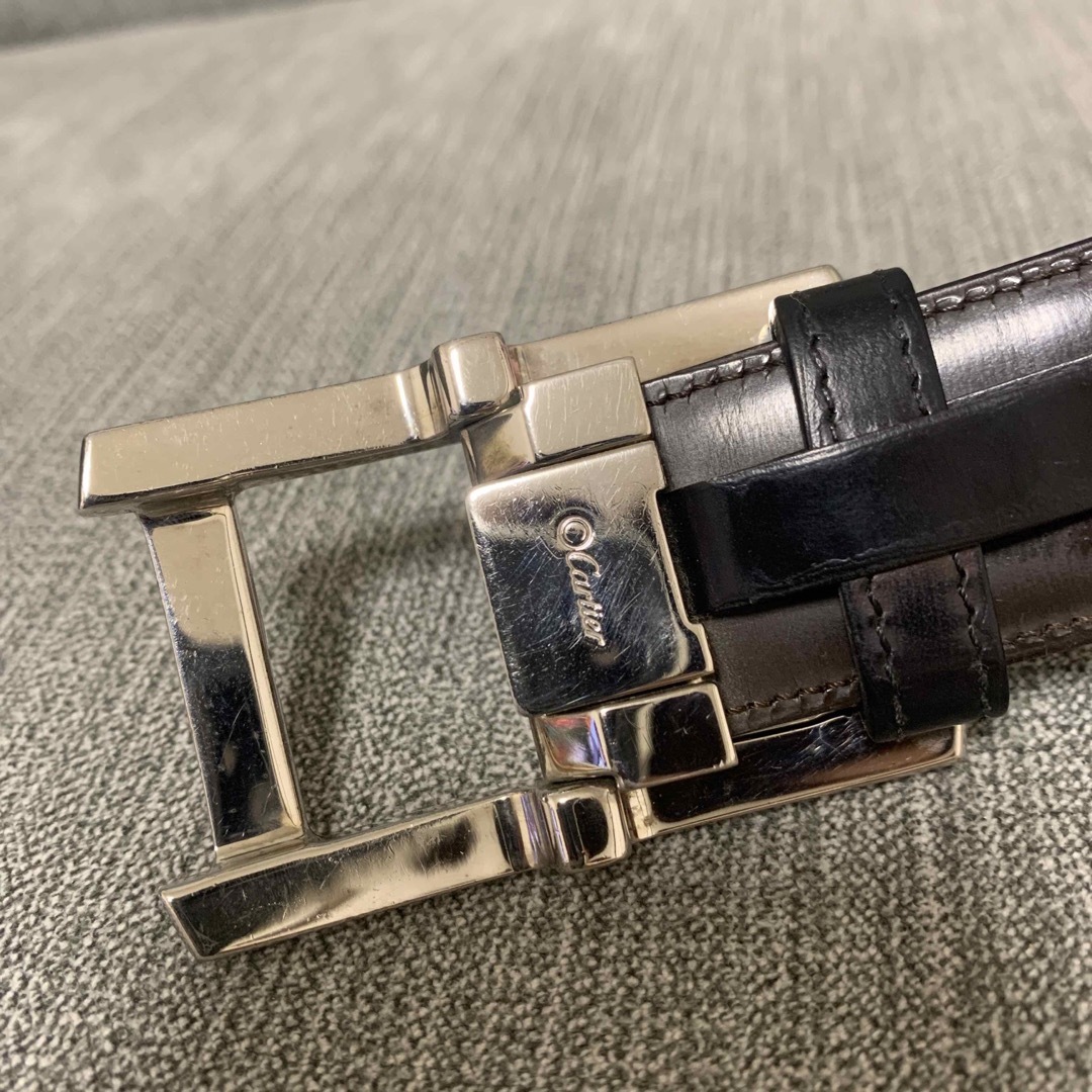 Cartier カルティエ ベルト タンク シルバー金具 黒 Cartier カルティエ ベルト タンク シルバー金具 黒