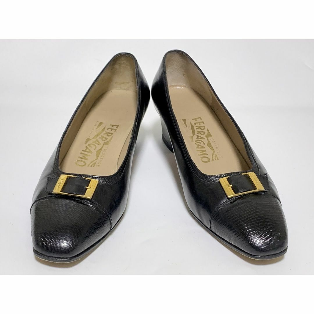 Salvatore Ferragamoフェラガモ 6≒23cm パンプス 黒 F Salvatore Ferragamoフェラガモ 6≒23cm パンプス 黒 F