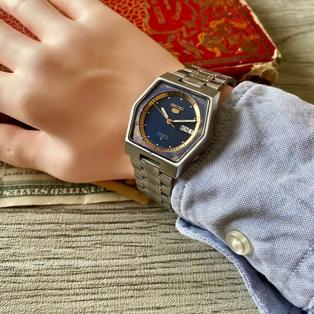 SEIKO - 【個性的】セイコー5 メンズ腕時計 ブルー 六角 自動 SEIKO - 【個性的】セイコー5 メンズ腕時計 ブルー 六角 自動