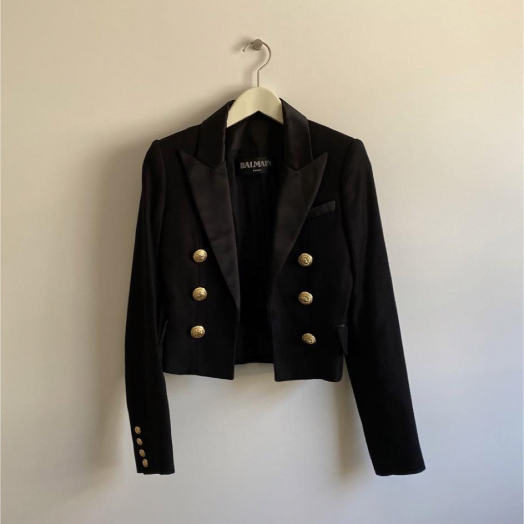 BALMAIN - BALMAIN ダブル テーラードジャケット 36 ブラック BALMAIN - BALMAIN ダブル テーラードジャケット 36 ブラック