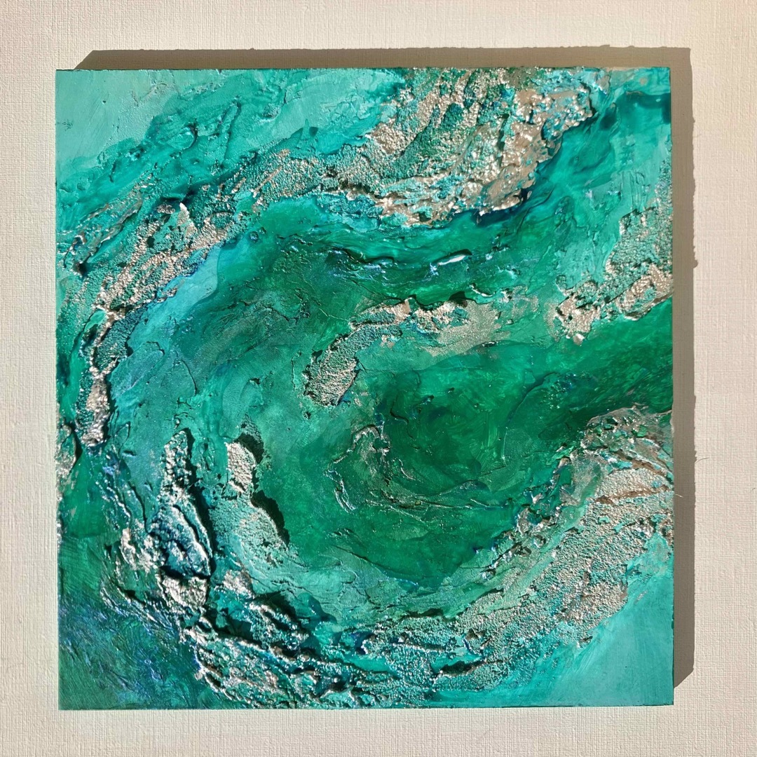 green shape渦*テクスチャーアート 絵画 原画 抽象画 海の通販 green shape渦*テクスチャーアート 絵画 原画 抽象画 海の通販