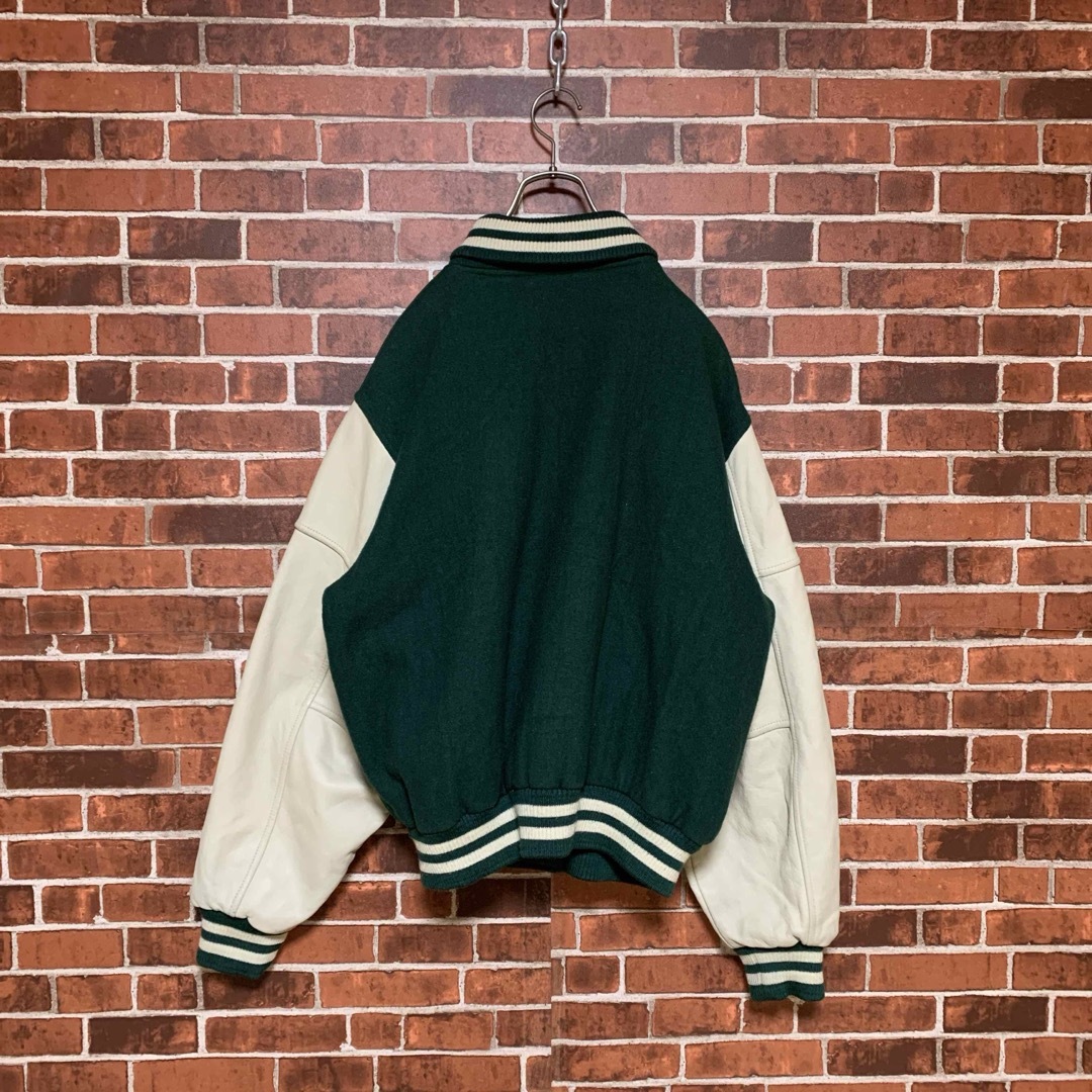 希少カラー】90's vintegeマックレガー レザー スタジャン L 緑 希少カラー】90's vintegeマックレガー レザー スタジャン L 緑