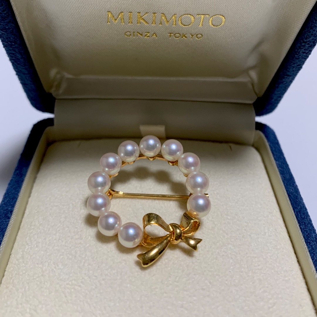 MIKIMOTO - ミキモト K18 ベビーパール パールブローチ リボン MIKIMOTO - ミキモト K18 ベビーパール パールブローチ リボン