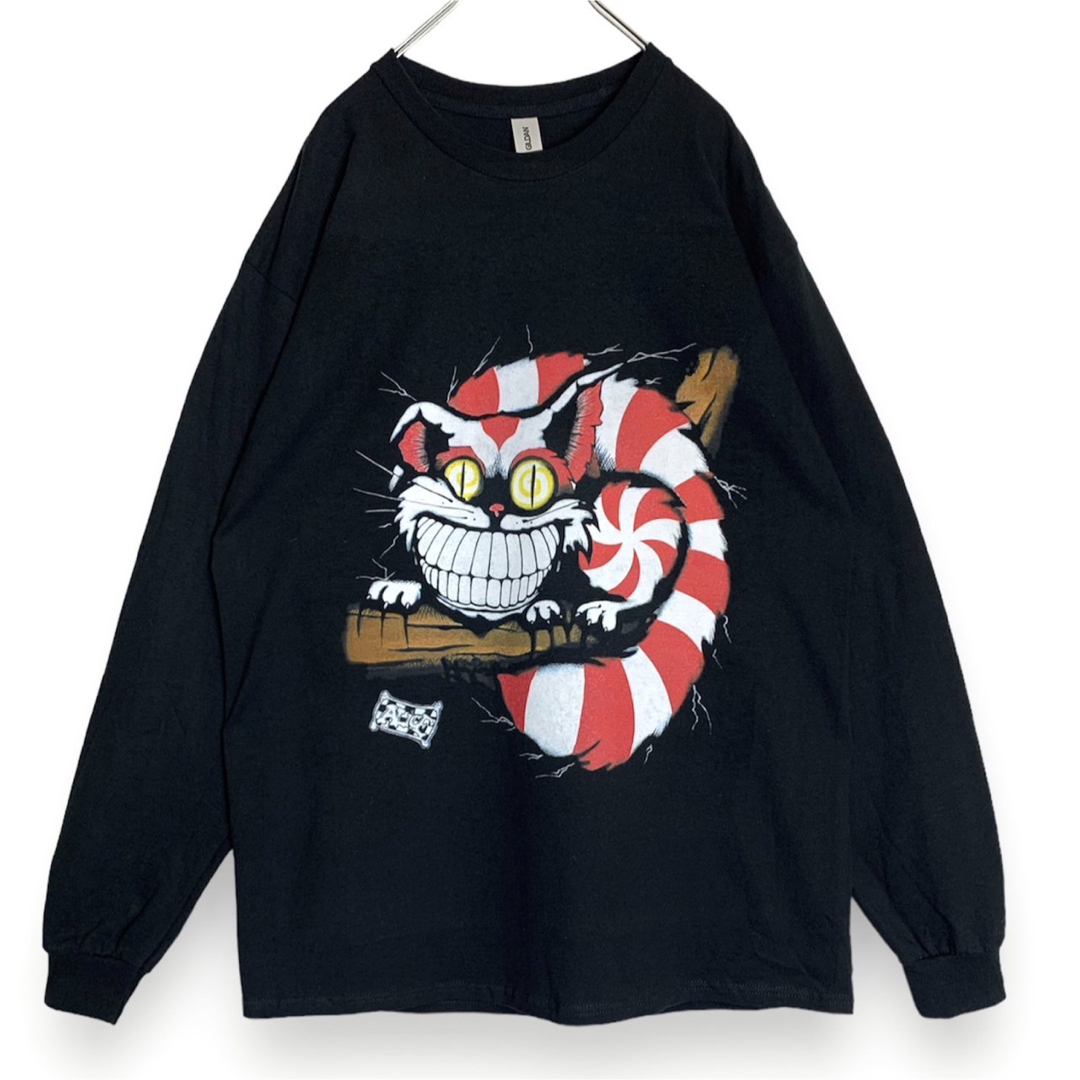 Lサイズ不思議の国のアリスチシャ猫Alice黒ロンTシャツロング Lサイズ不思議の国のアリスチシャ猫Alice黒ロンTシャツロング